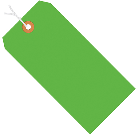 6 1/4 x 3 1/8" Fluorescent Green 13 Pt. Shipping Tags - Pre-Strung 100 ...